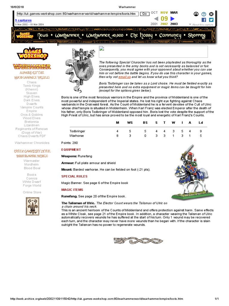 Boris Todbringer | PDF | Fantasy | Campaign Settings