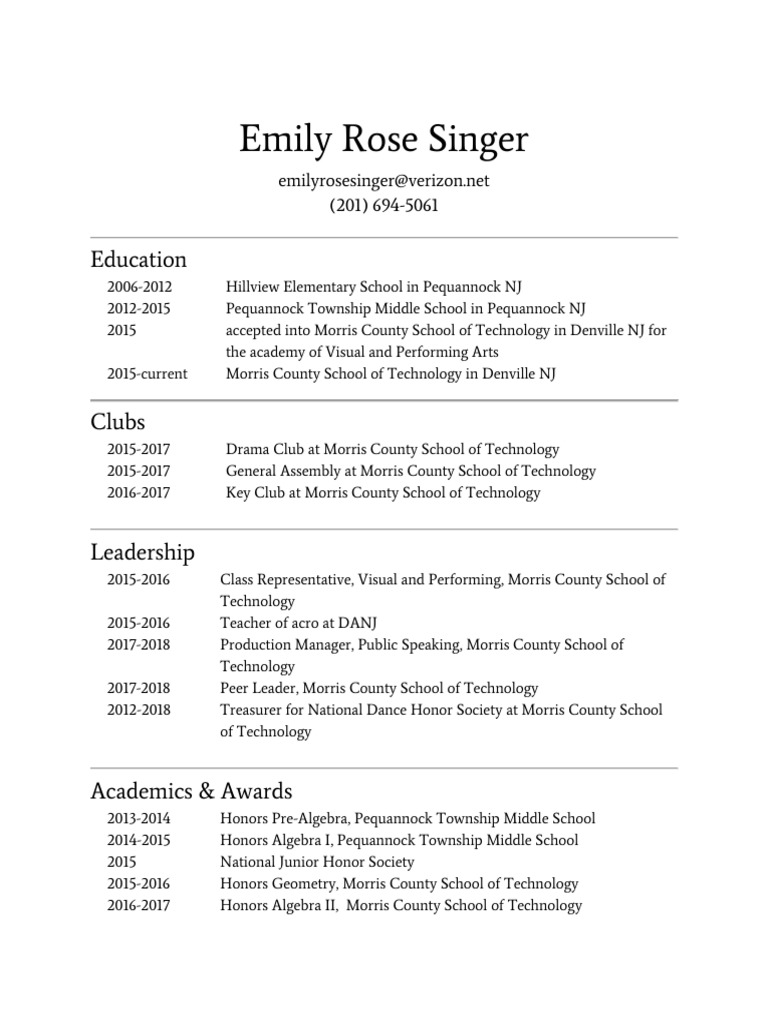 Emily Rose Singer: Education | PDF | Performing Arts | Teaching Mathematics