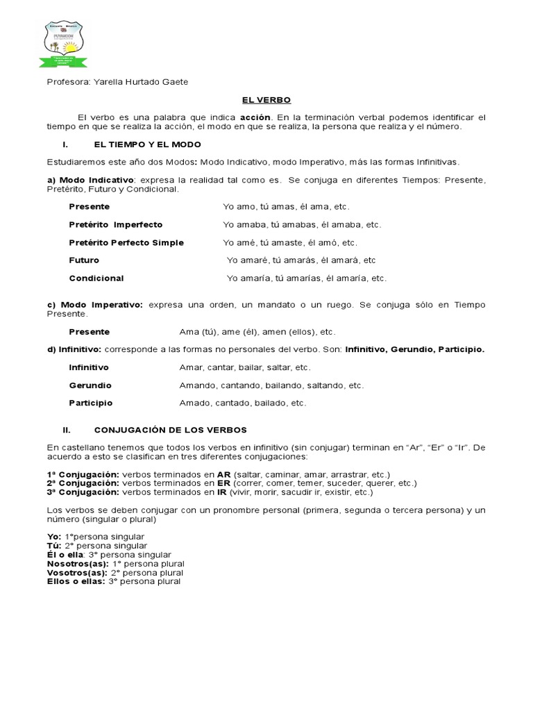 Verbos Septimo Basico | PDF | Verbo | Conjugación gramatical