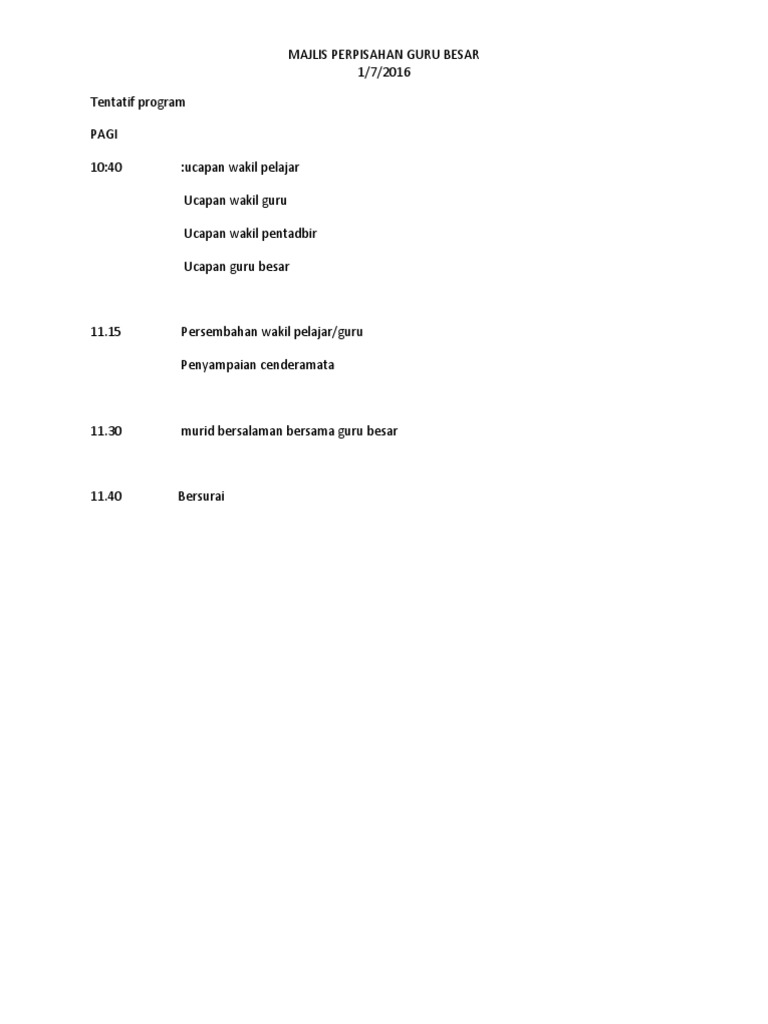 Tentatif Program Majlis Perpisahan | PDF