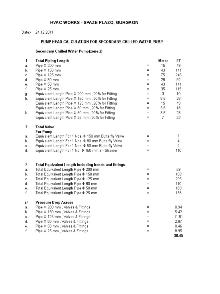 Pumps Head Calculation 13.01.2011 | PDF