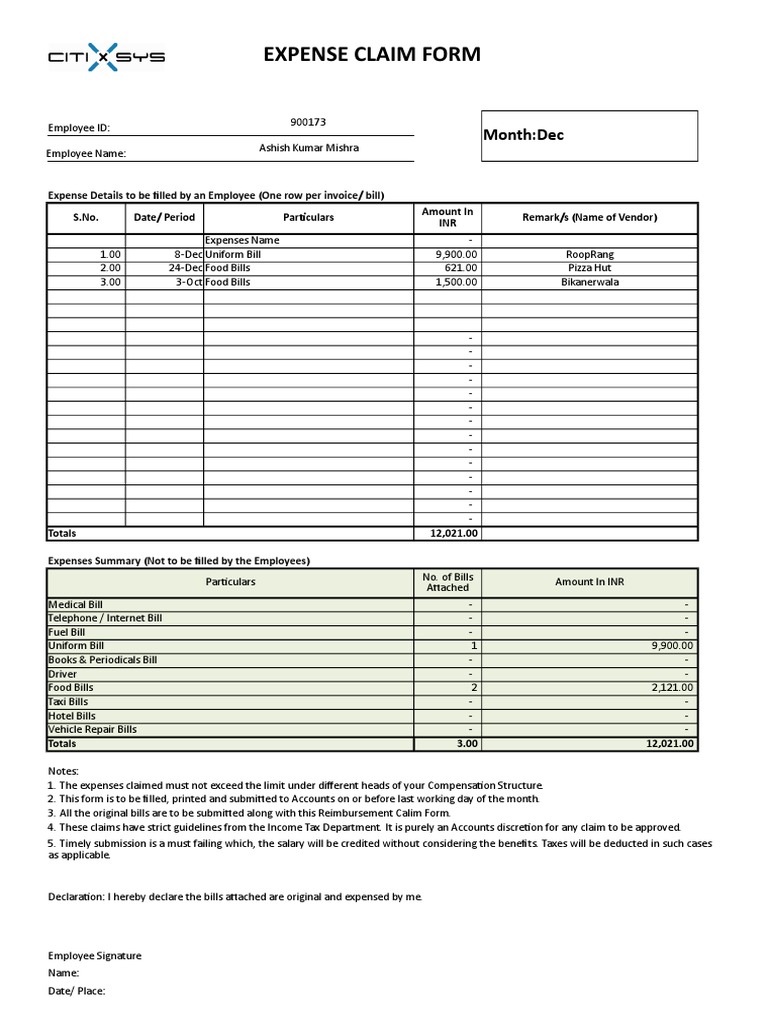 Expense Claim Submission Guidelines | PDF | Invoice | Taxation