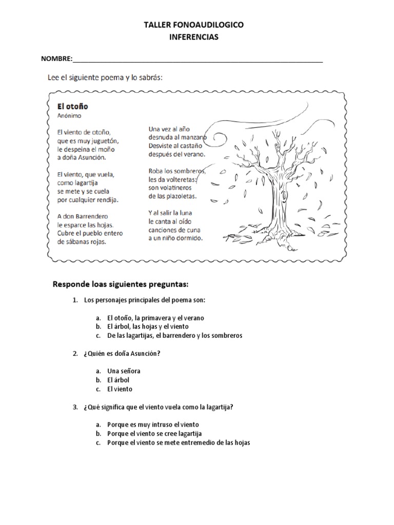Taller de Inferencias para Primaria | PDF | Arte | Poesía