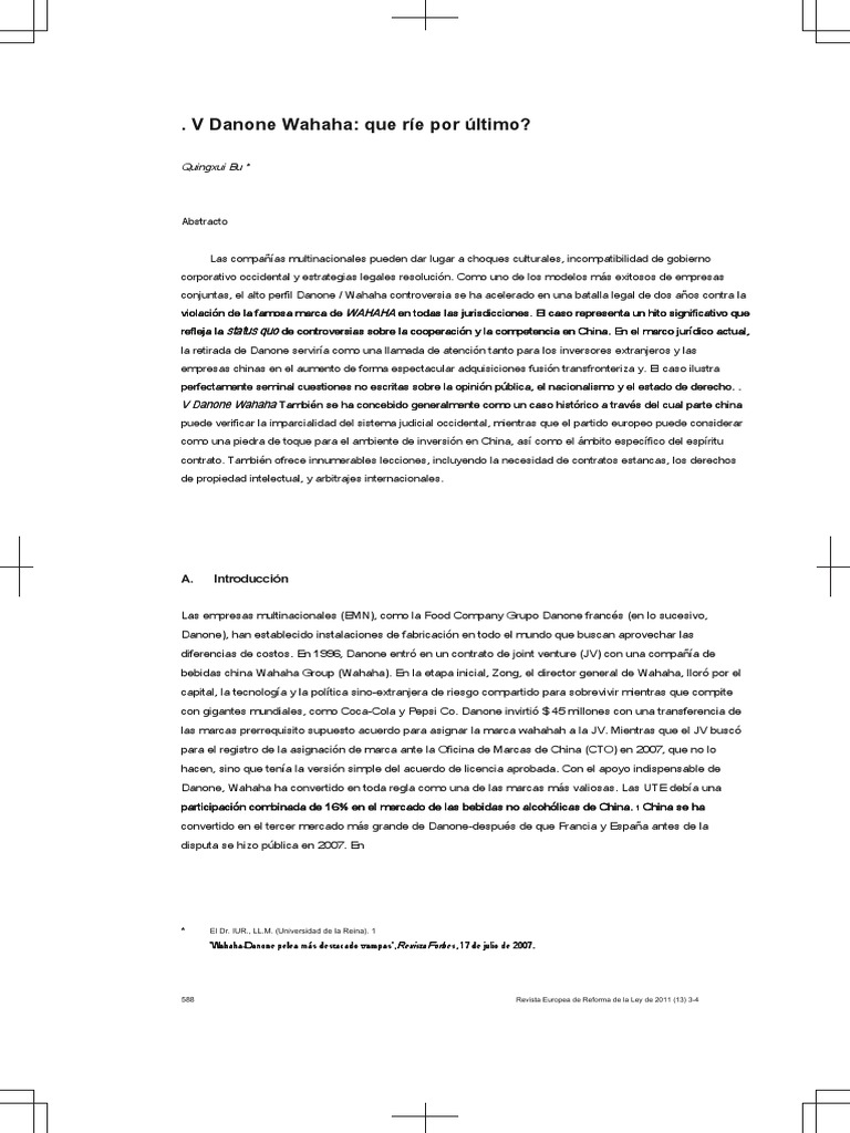 DANONE-WAHAHA FULL CASE STUDY - En.traducido PDF | PDF | Proyecto conjunto | China