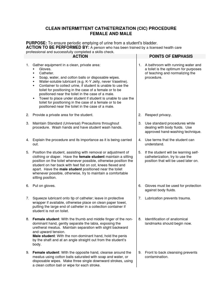 Clean Intermittent Catheterization Guide | PDF | Catheter | Hand Washing