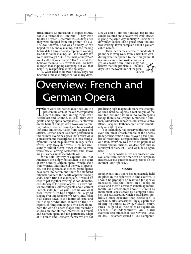 ARG French and German Opera | PDF | Opera | Compositions