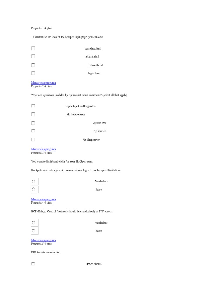 Banco de Preguntas para Mtcume | PDF | Radius | Router (Computing)