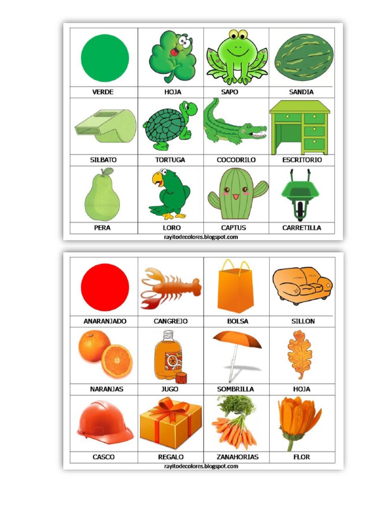 Figuras Color Verde Anaranjado y Morado | PDF | Arco iris | Color
