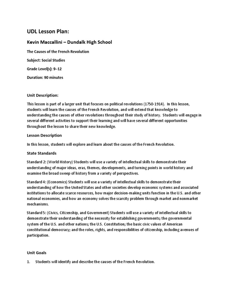 French Revolution Lesson Plan | PDF | French Revolution | Revolutions