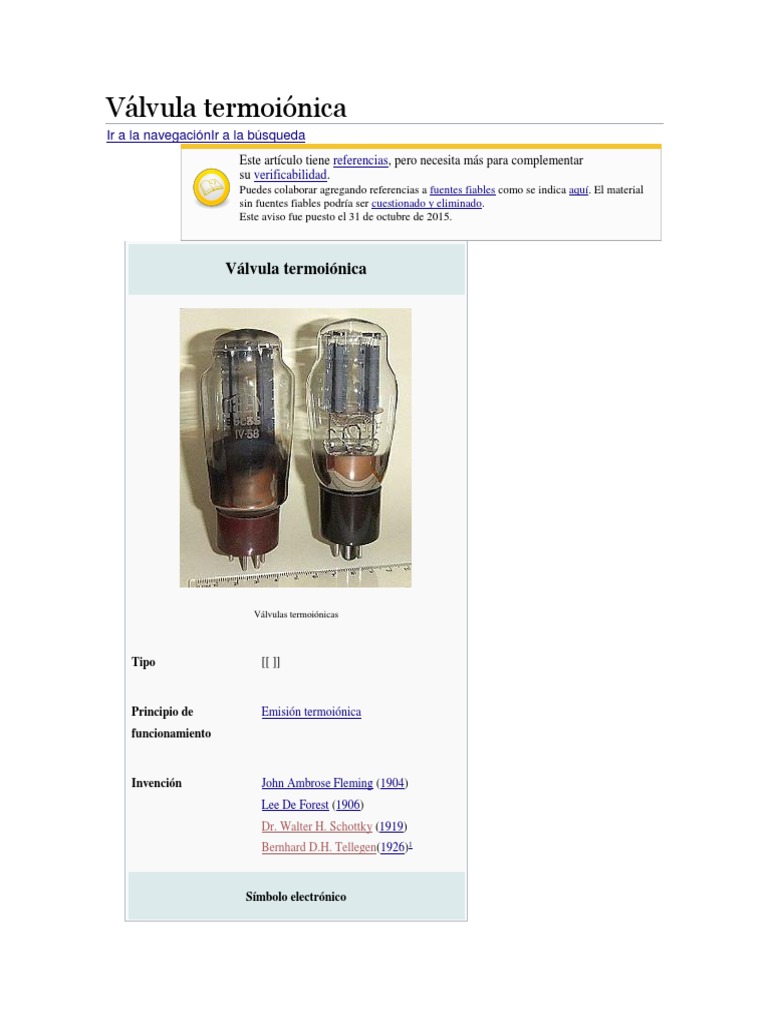 Válvula Termoiónica: Historia y Función | PDF | Tubo vacío ...