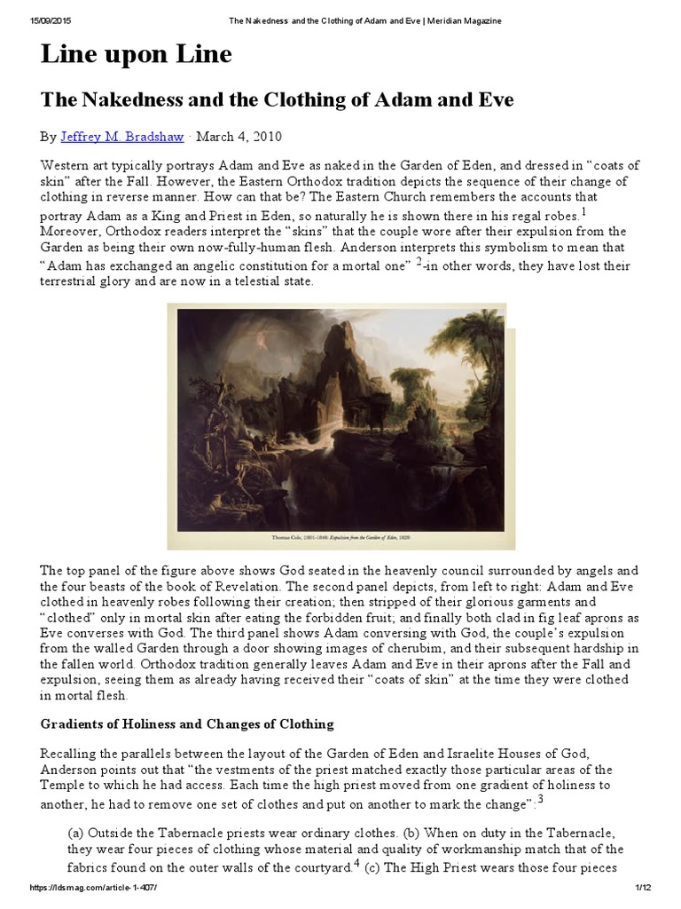 The Nakedness and The Clothing of Adam and Eve - Meridian Magazine ...