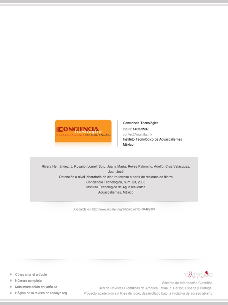 Obtención de cloruro ferroso de residuos de hierro | PDF | Ácido ...