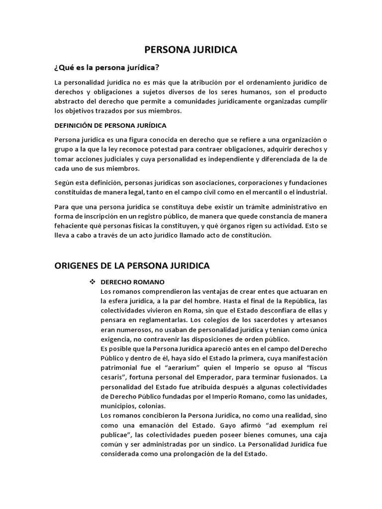 Persona Juridica 1 | PDF | Bienes (Ley) | Sociedad de responsabilidad limitada