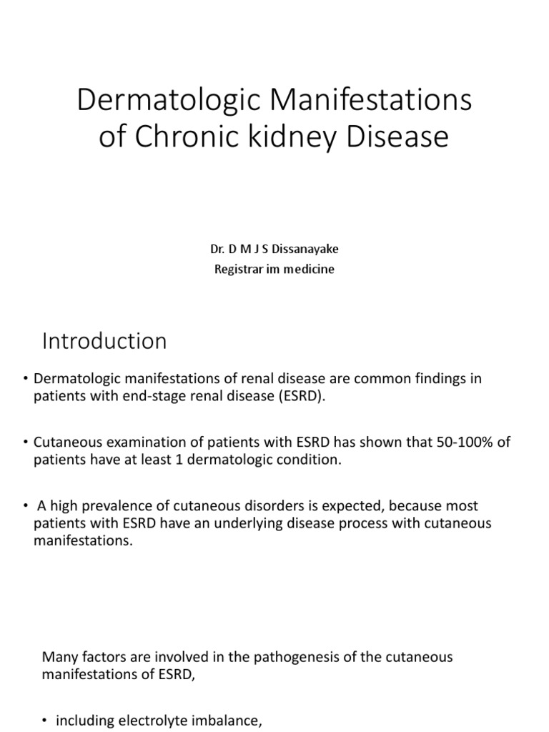 Dermatologic Issues in Kidney Disease | PDF | Kidney Disease | Chronic ...