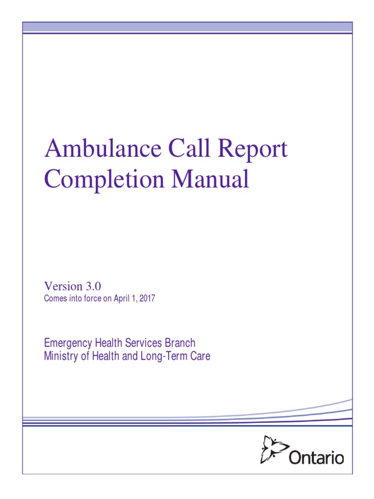 Ambulance Call Report Completion Manual V 3.0 Final | PDF | Emergency ...