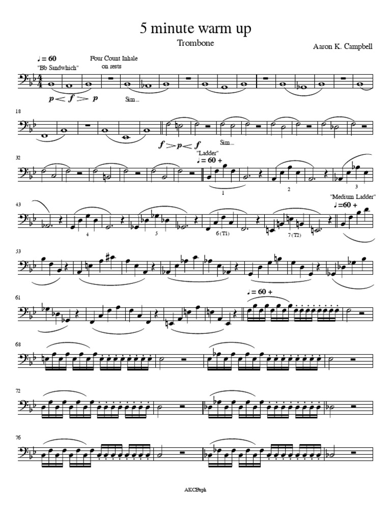 5 Minute Warm Up: Trombone | PDF