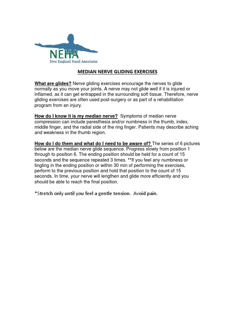Median Nerve Gliding Exercises Guide | PDF | Self-Improvement | Wellness