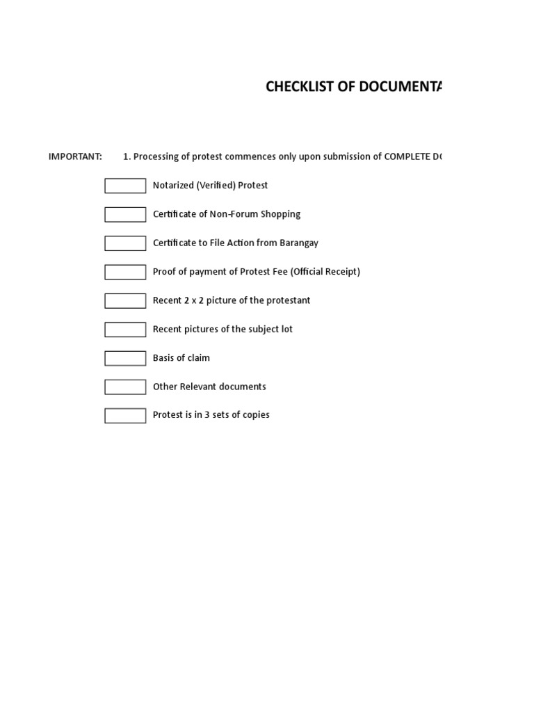 DENR FPA Protest Checklist