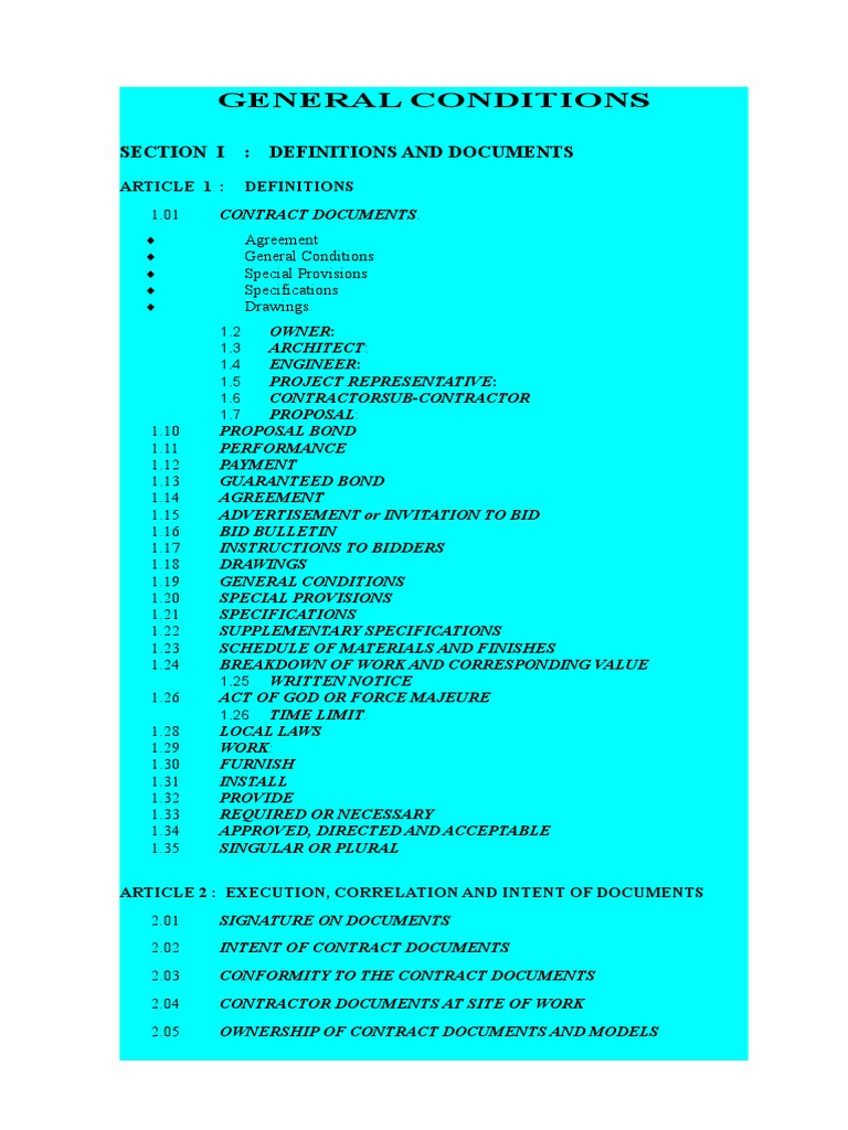 General Conditions Outline | PDF | Specification (Technical Standard ...