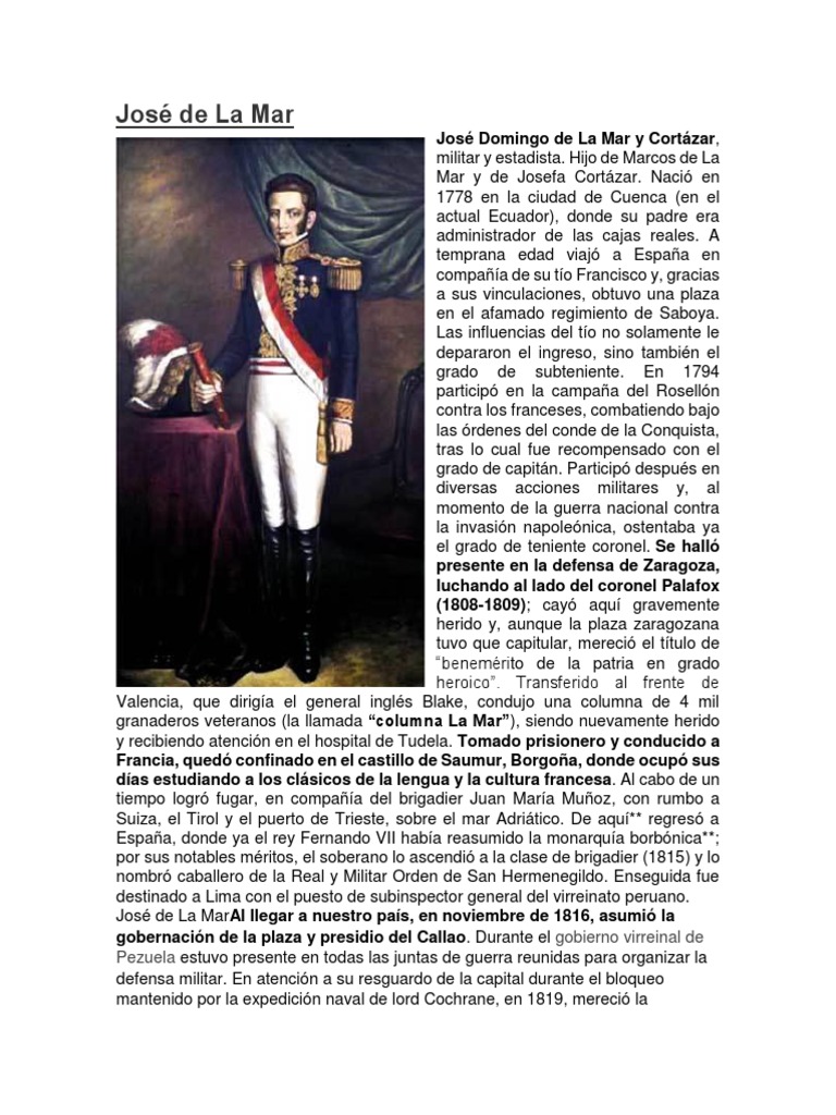 José de La Mar | PDF | Militar | América del Sur