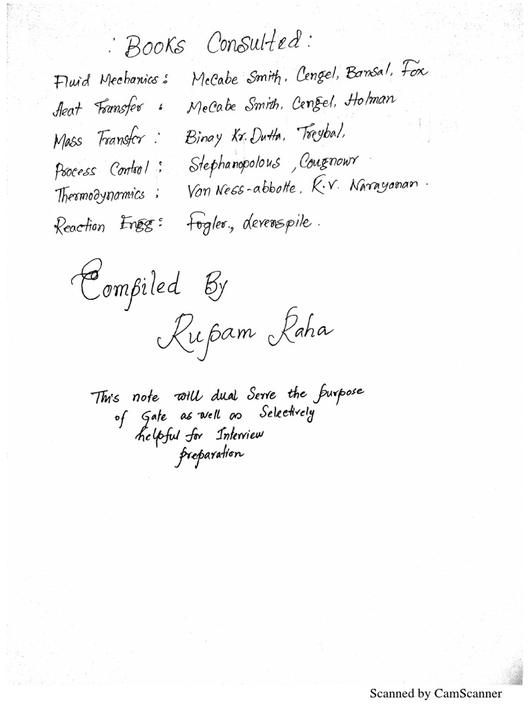 Gate And Interview Notes Chemical Engineering Pdf Engineering