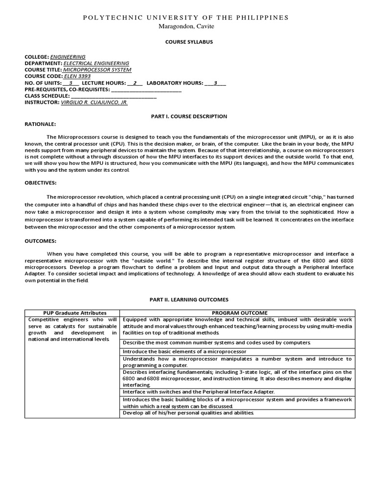 Microprocessor System Syllabus OBE | PDF | Binary Coded Decimal ... Microprocessor System Syllabus OBE | PDF | Binary Coded Decimal ...