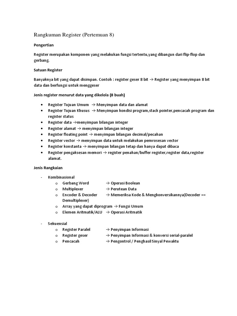 Pengertian dan Contoh Register | PDF | Komputer
