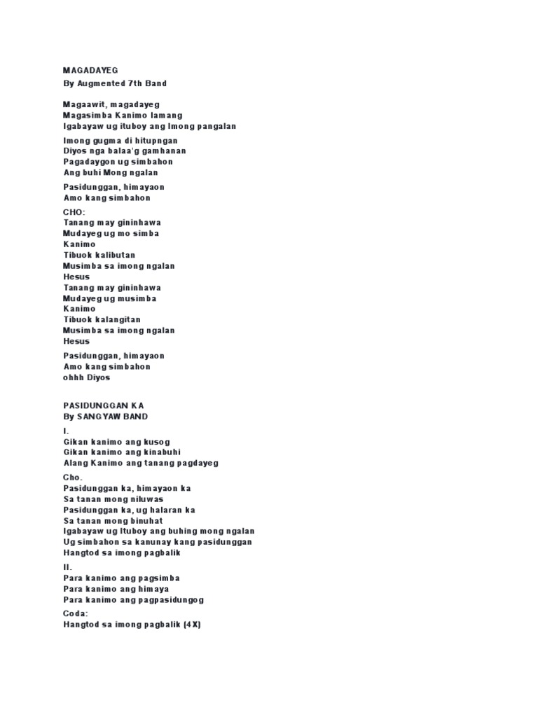 Cebuano Christian song lyrics