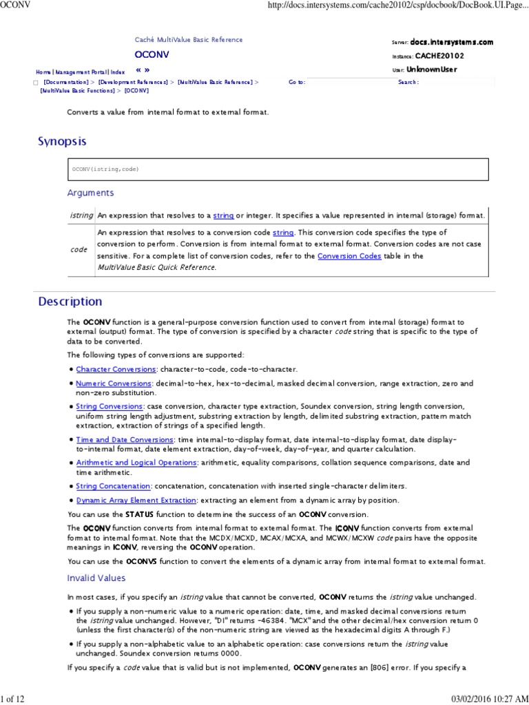 OCONV | PDF | String (Computer Science) | Decimal