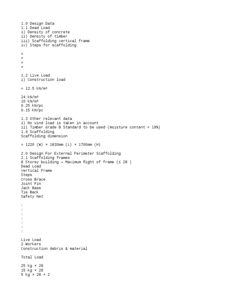 Design Calculation For Scaffolding | PDF | Scaffolding | Beam (Structure)