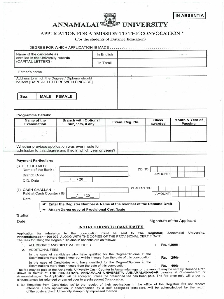 DDE Convocation Application | PDF