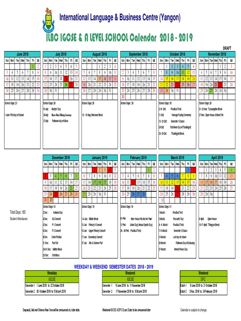 ILBC School Calendar 2018-2019 | PDF | Academic Term | Schools