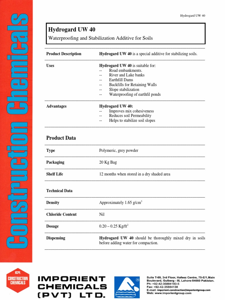 Hydrogard UW 40 PDF | PDF | Soil | Natural Materials