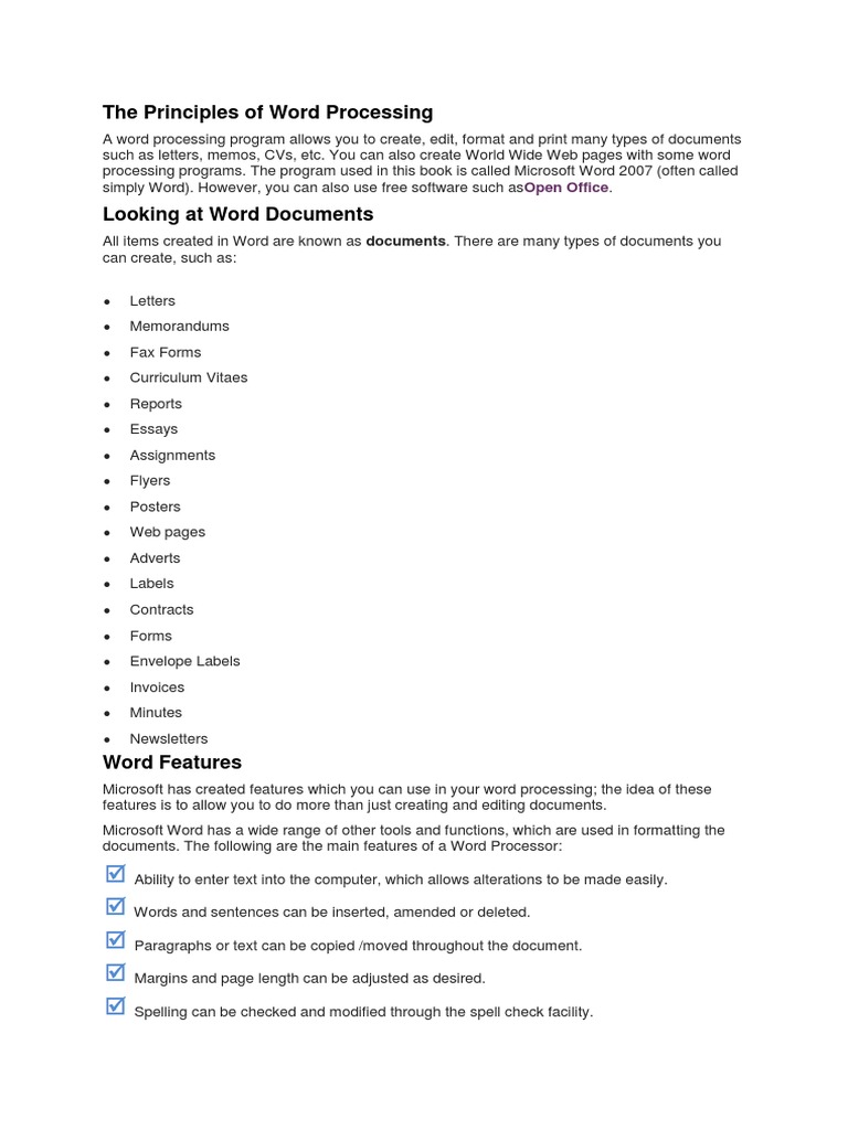 The Principles of Word Processing: Open Office | PDF | Word Processor ...