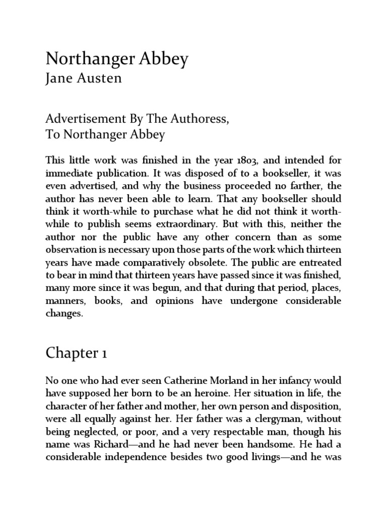 Jane Austen Northanger Abbey | PDF | Northanger Abbey