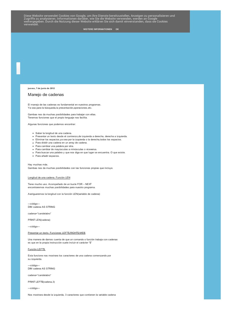 Ejemplos Manejo de Cadenas Gambas3 PDF | PDF | Cadena (informática ...