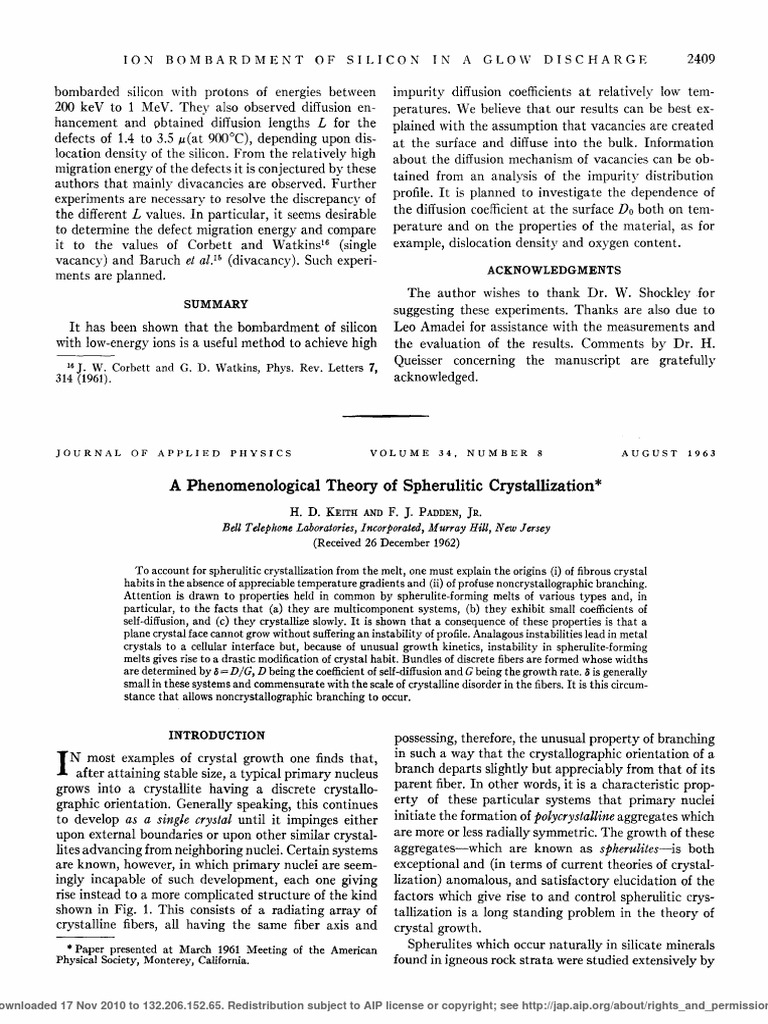 Spherulitic Growth Theory | PDF | Crystallization | Crystal