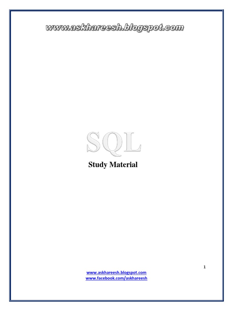 SQL Study Material PDF | PDF | Sql | Database Transaction
