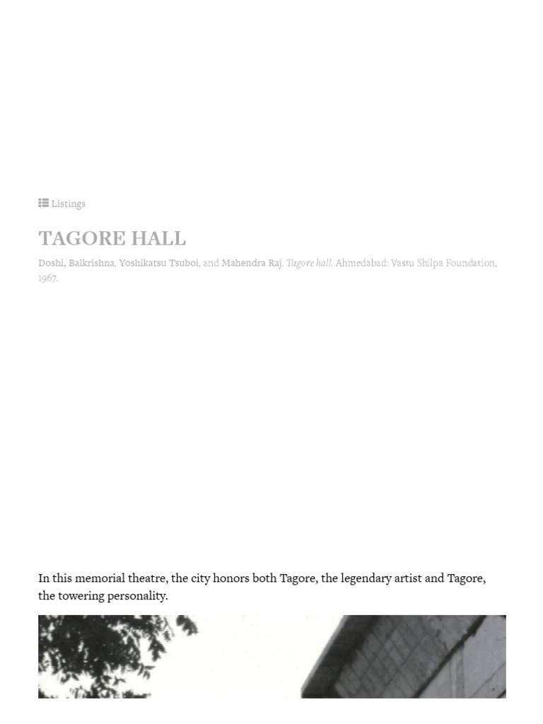 Tagore Hall - Aζ South Asia | PDF | Architectural Design | Architecture