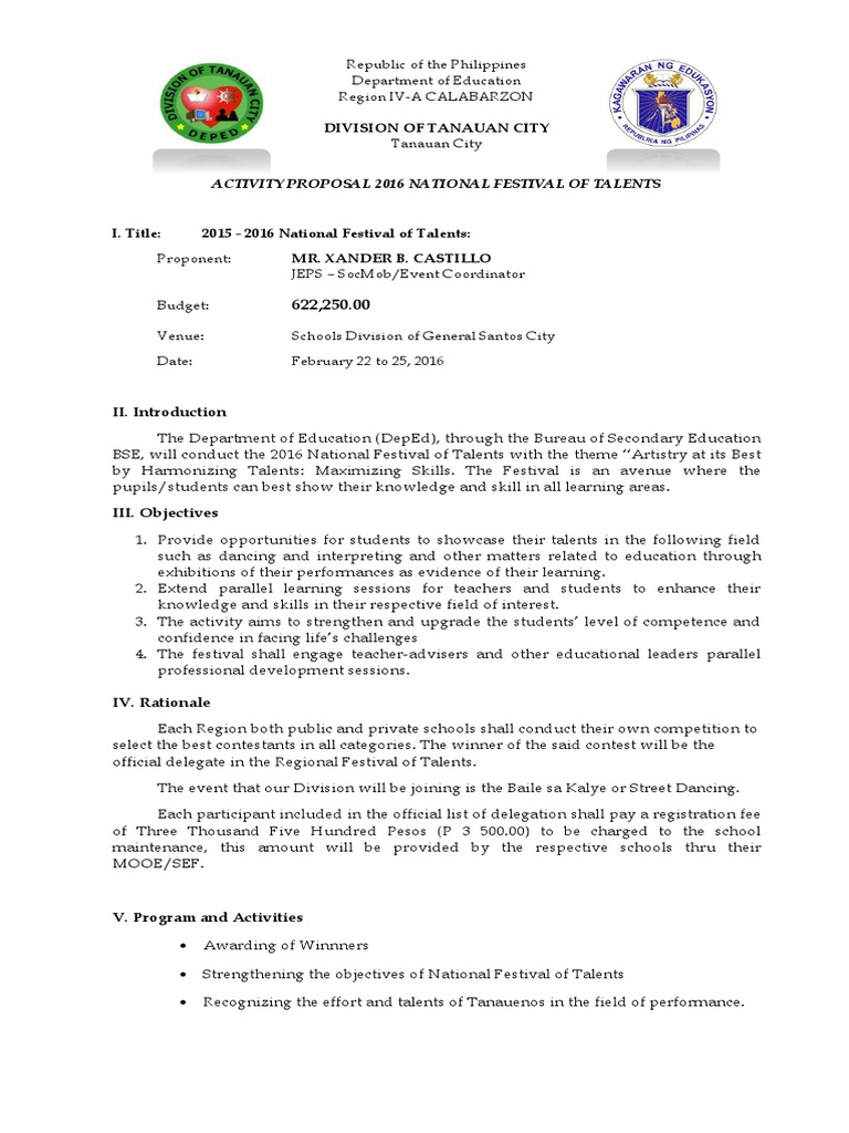 Activity Proposal Sample | PDF | Change | Behavior Modification