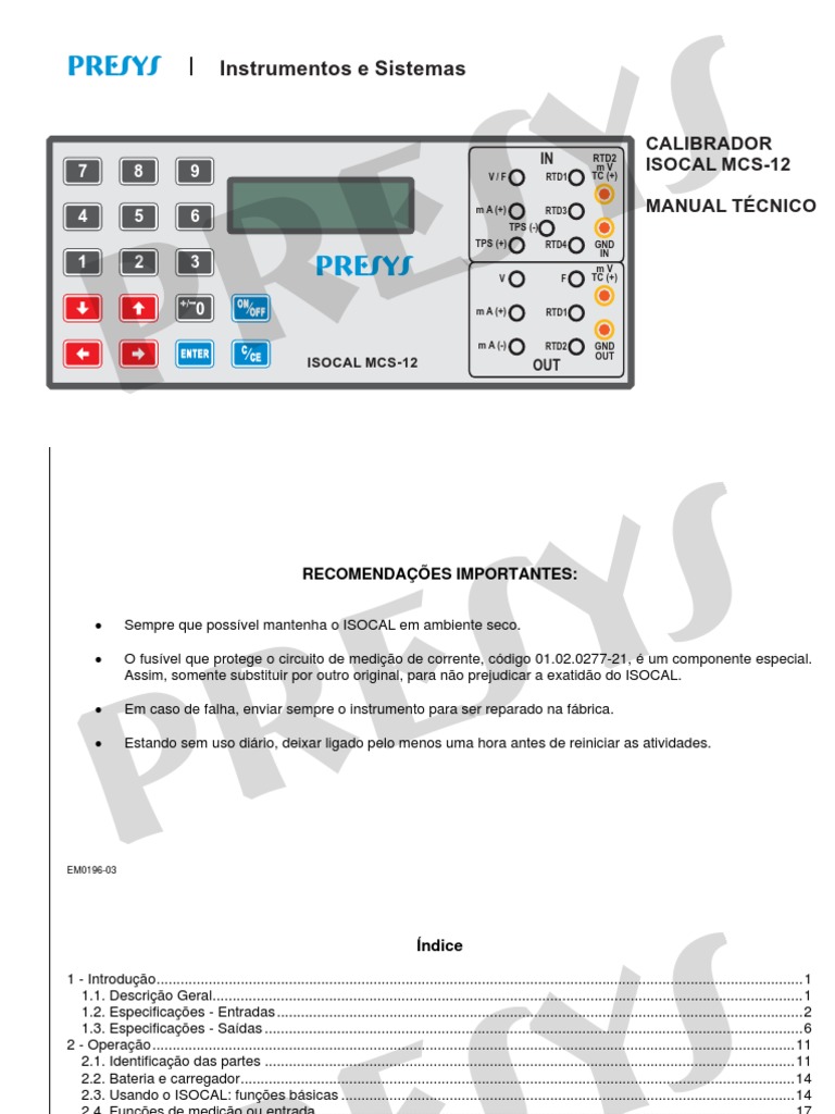 Manual Técnico Isocal MCS-12 PDF | PDF | Termopar | Temperatura