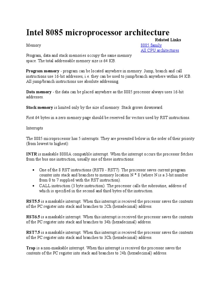 Intel 8085 Microprocessor Architecture | PDF | Intel | Central Processing Unit