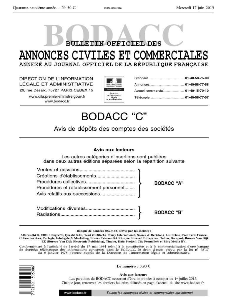 BODACC-C 20150050 0001 p000 | PDF | Business | Business (Général)