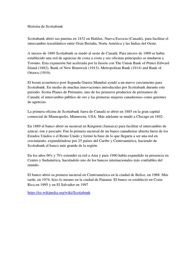 Origen e historia de Scotiabank | PDF | Economias | Bancario