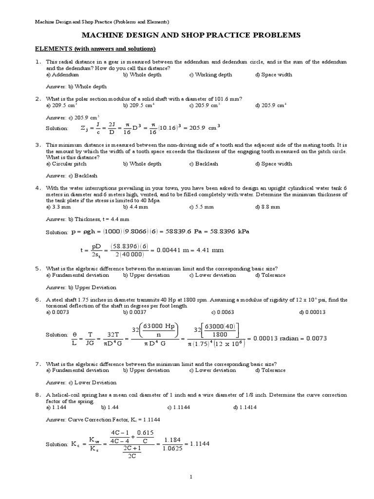 MDSP Problems and Elements | PDF | Gear | Belt (Mechanical)