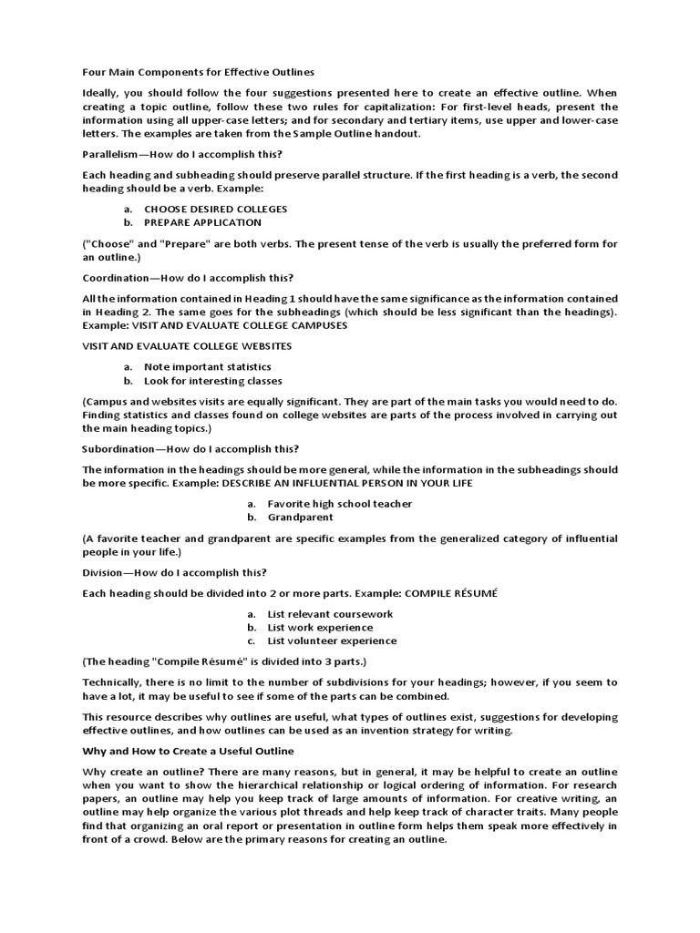 Why and How To Create A Useful Outline | Download Free PDF | Cognitive ...