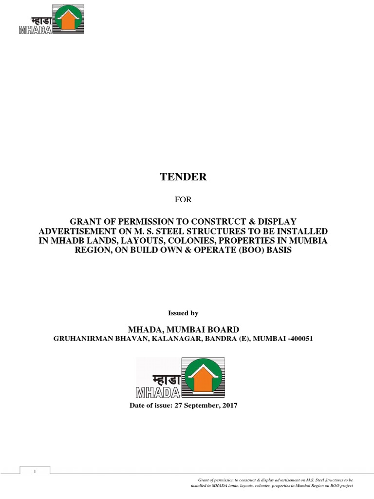 Mhada Tender Final | PDF | Insurance | Request For Proposal
