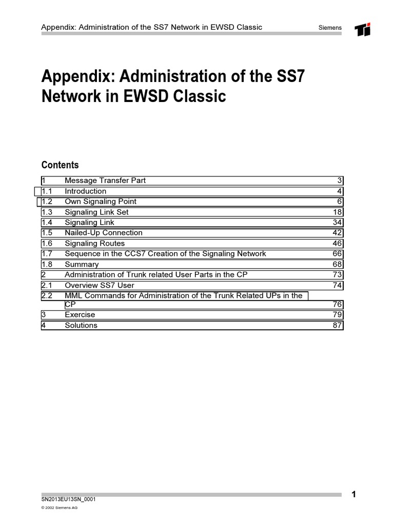 07 Sn2013eu13sn 0001 Adm ss7 Netw Ewsd | PDF | Digital Technology ...