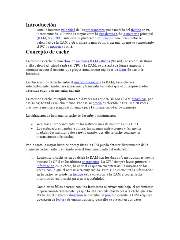 Memoria Cache | PDF | Caché (Computación) | Almacenamiento de datos de ...