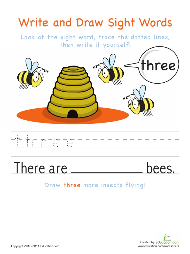 Write Draw Sight Words Three | PDF